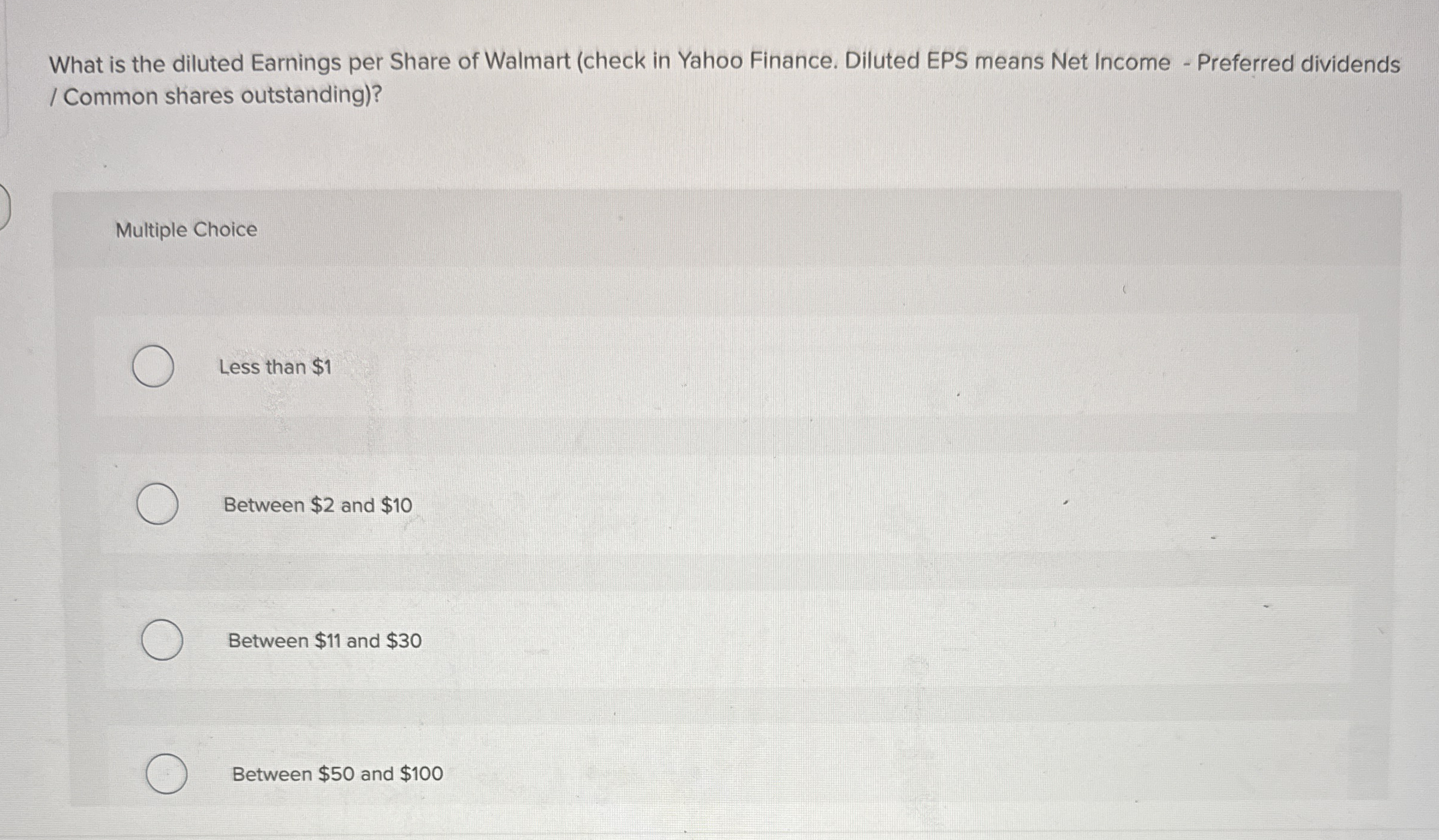Solved What is the diluted Earnings per Share of Walmart | Chegg.com