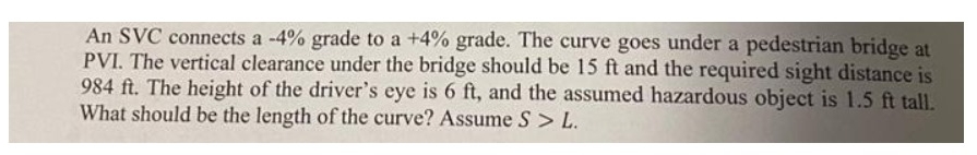 An SVC connects a -4% ﻿grade to a +4% ﻿grade. The | Chegg.com