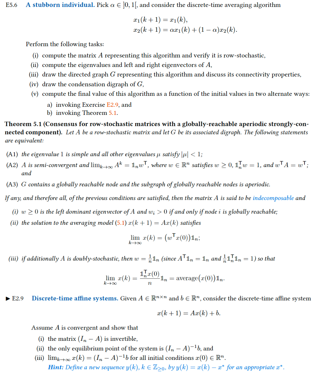 Solved E5.6 ﻿A stubborn individual. Pick αin, ﻿and consider | Chegg.com