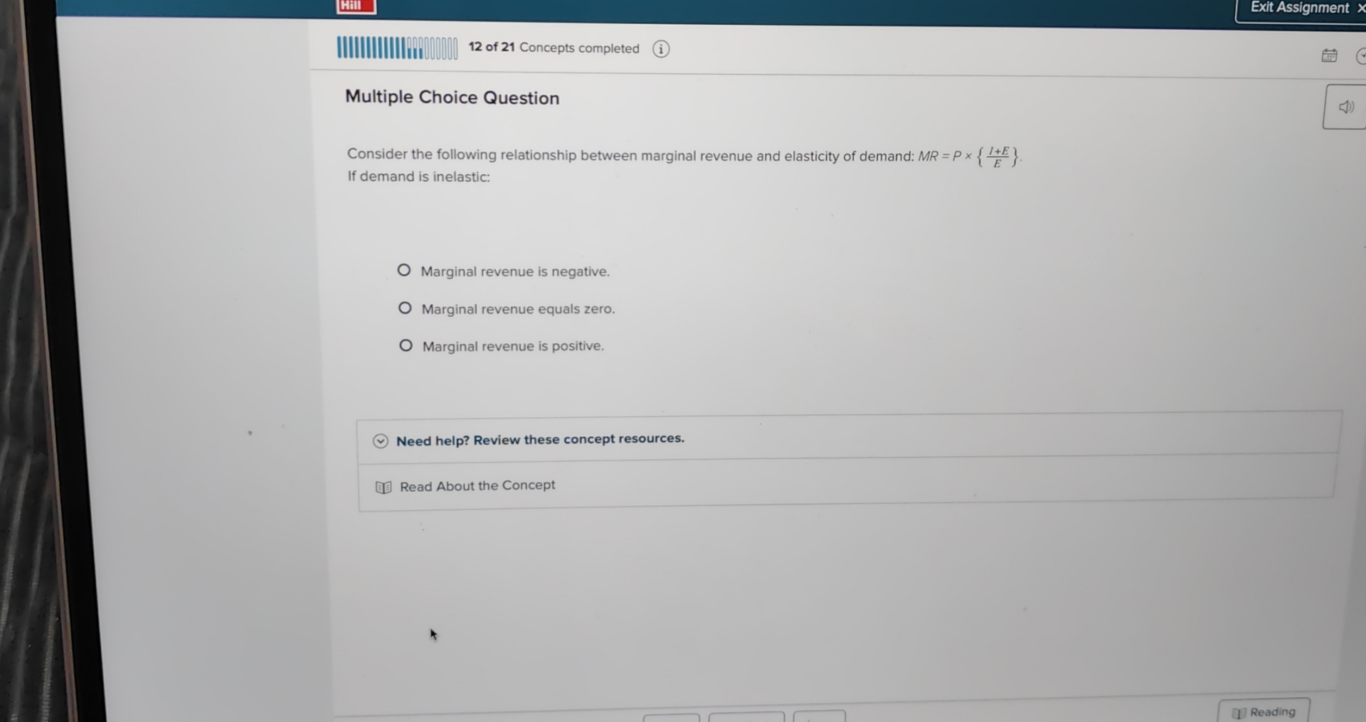 Solved Exit Assignment x12 ﻿of 21 ﻿Concepts completed | Chegg.com