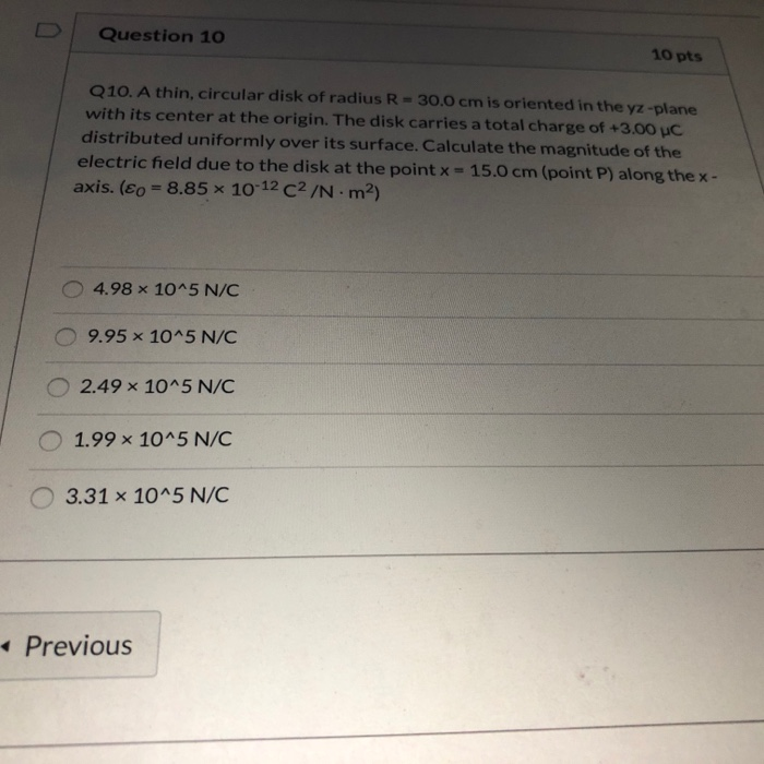 Solved Question 10 10 pts Q10. A thin, circular disk of | Chegg.com
