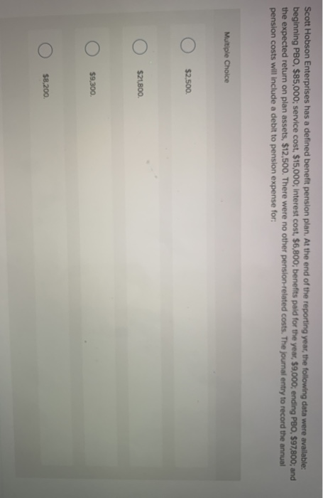 Solved Scott Hobson Enterprises has a defined benefit | Chegg.com