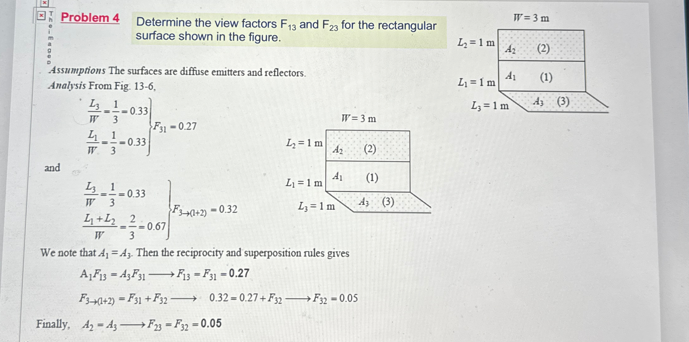 Solved Problem 4determine The View Factors F13 ﻿and F23 ﻿for