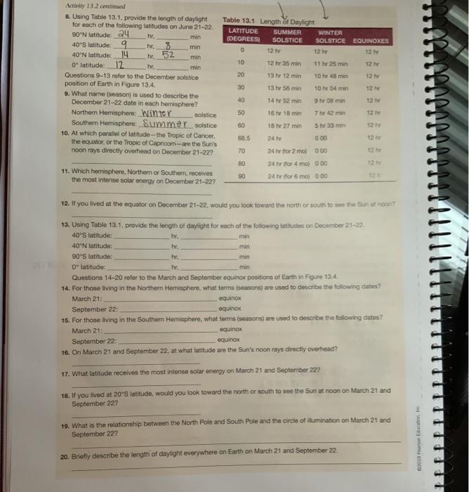 Solved h52 Activity 13.2.continued 8. Using Table 13. 1. | Chegg.com
