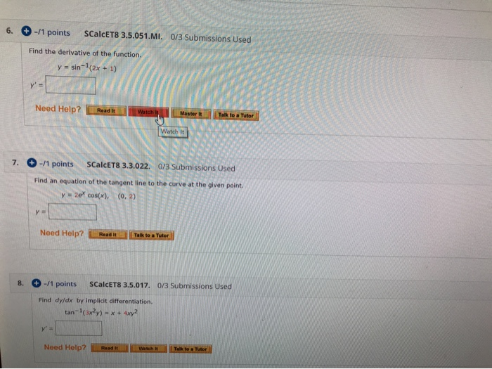Solved 6. -11 points ScalcET8 3.5.051.MI. 0/3 Submissions | Chegg.com Solved 6. -11 points ScalcET8 3.5.051.MI. 0/3 Submissions | Chegg.com