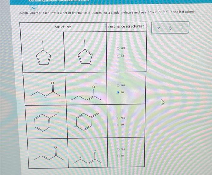 Solved Decide whether each row is a set of resonance | Chegg.com