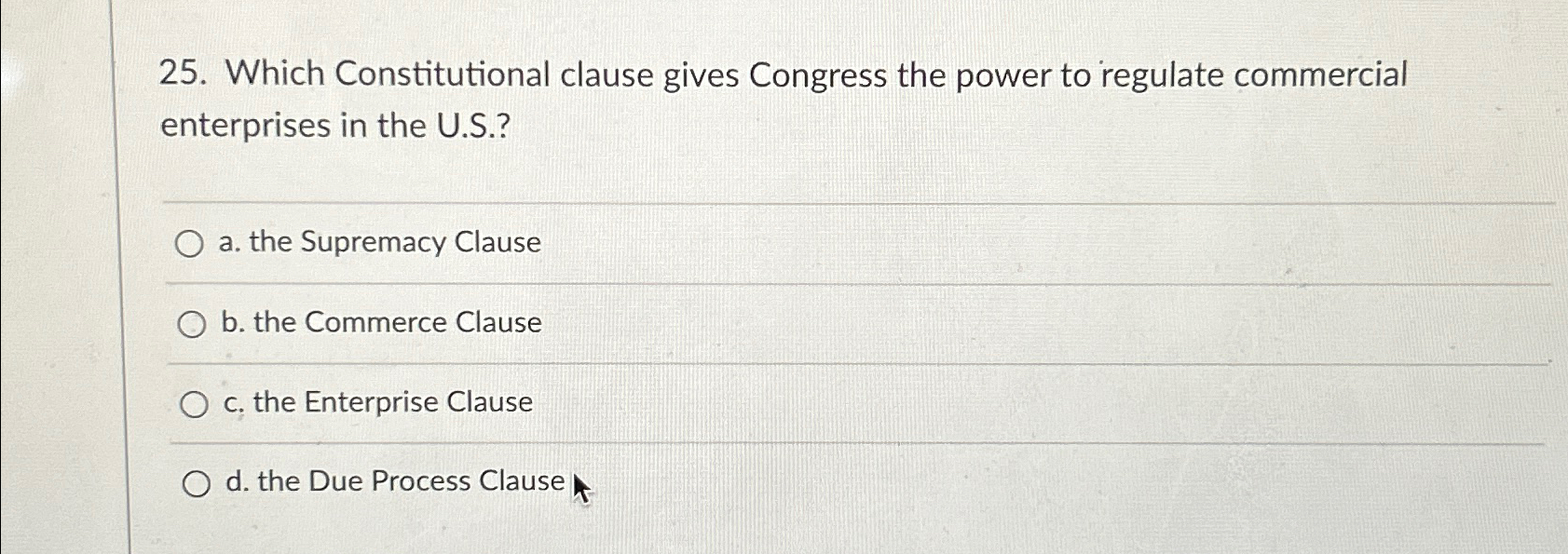 Solved Which Constitutional clause gives Congress the power | Chegg.com