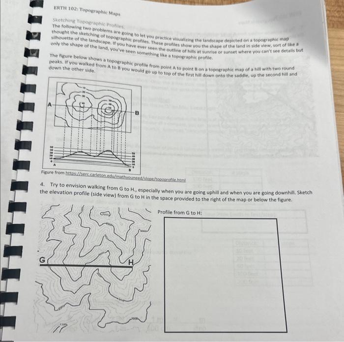 Indicate on Topographic Map B where a stream canyon | Chegg.com