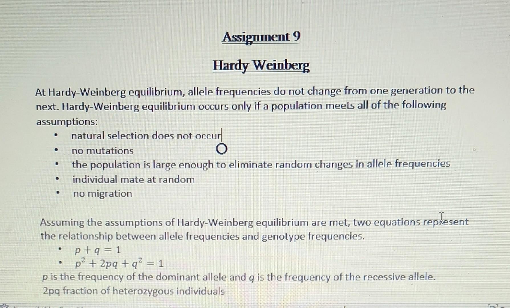 Solved At Hardy-Weinberg equilibrium, allele frequencies do | Chegg.com