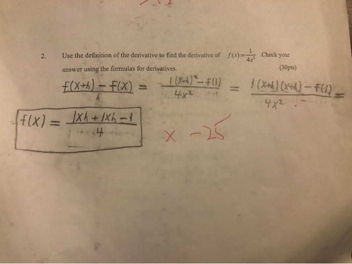 Solved How do I use the definition of derivative limit of h | Chegg.com