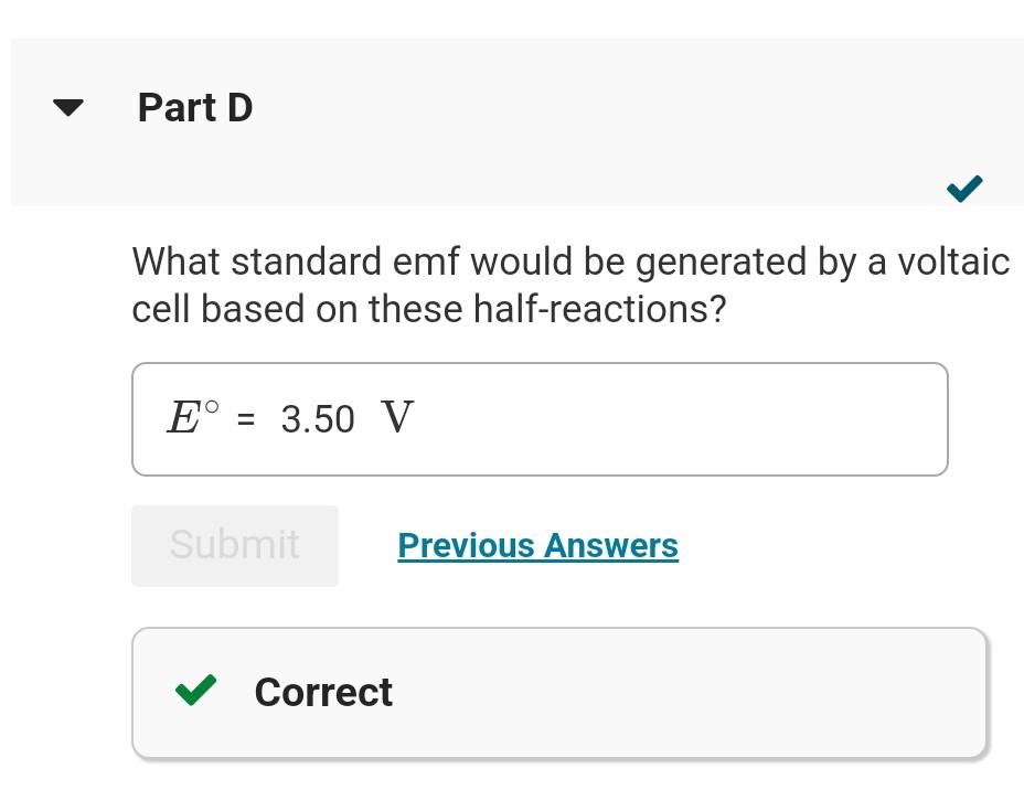 Solved Choose the two half-reactions from Appendix E in the | Chegg.com