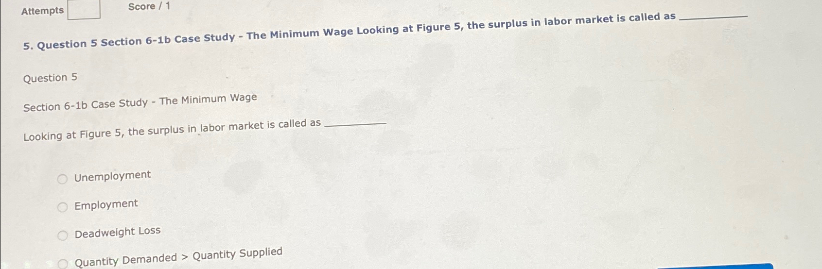 Solved AttemptsScore / 15. ﻿Question 5 ﻿Section 6-1b Case | Chegg.com