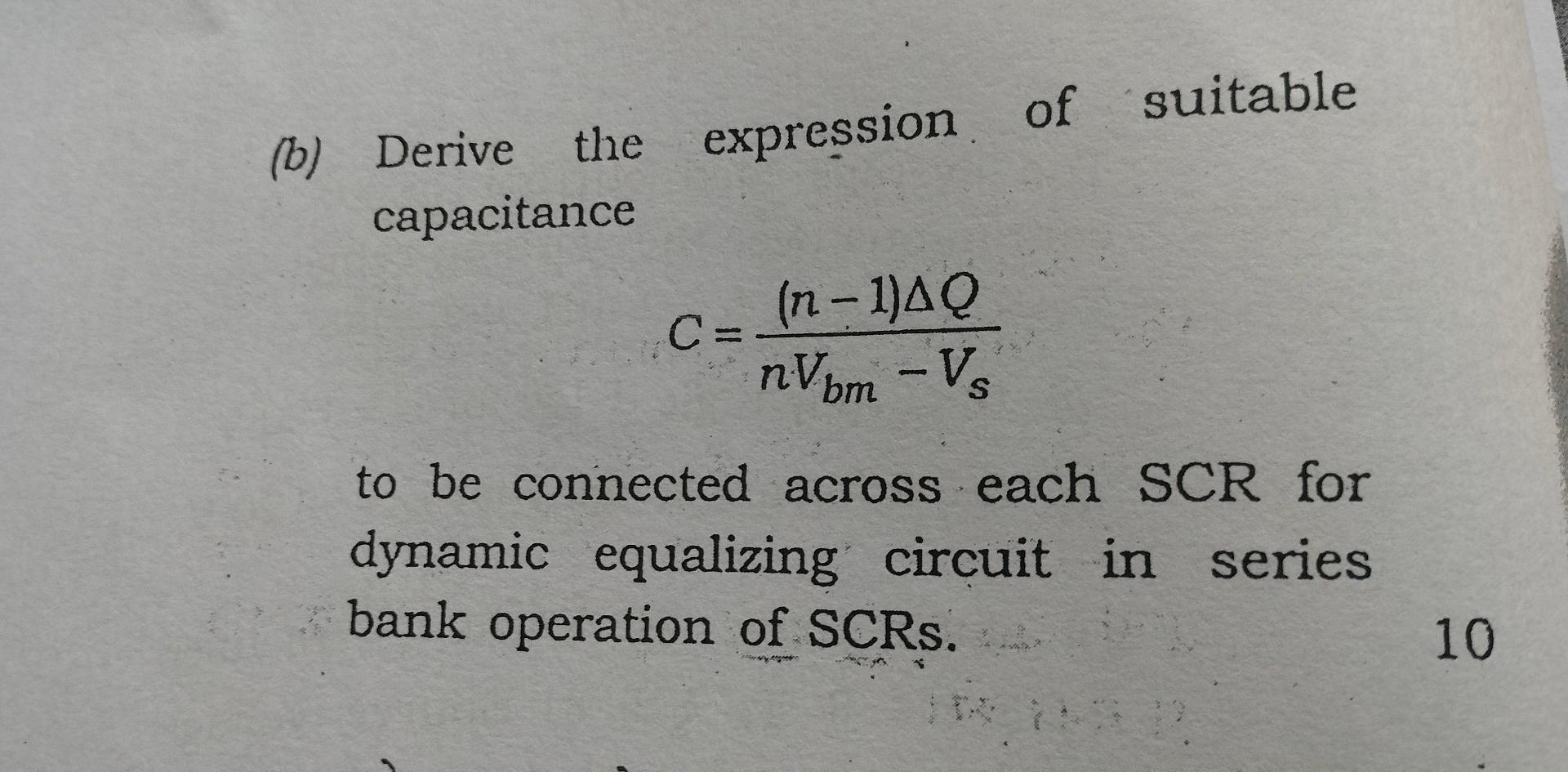 Solved B Derive The Expression Of Suitable Capacitance
