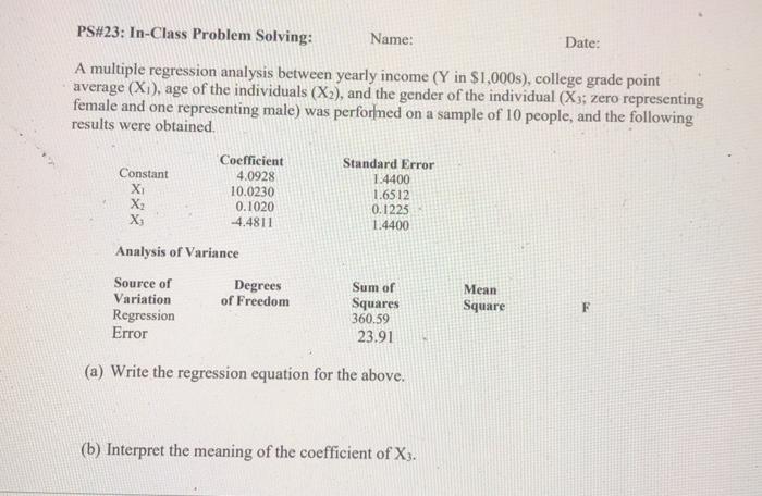 Solved PS#23: In-Class Problem Solving: Name: Date: Constant | Chegg.com