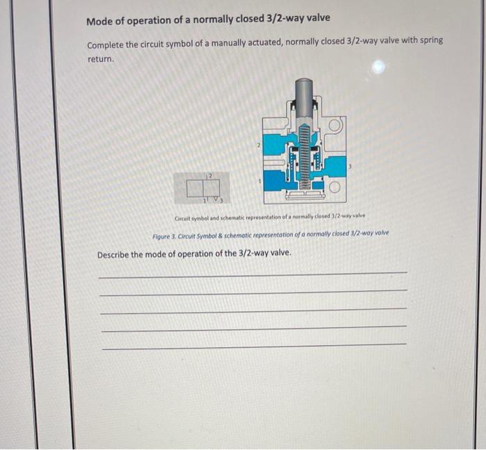 Solved Mode of operation of a normally closed 3/2-way valve | Chegg.com