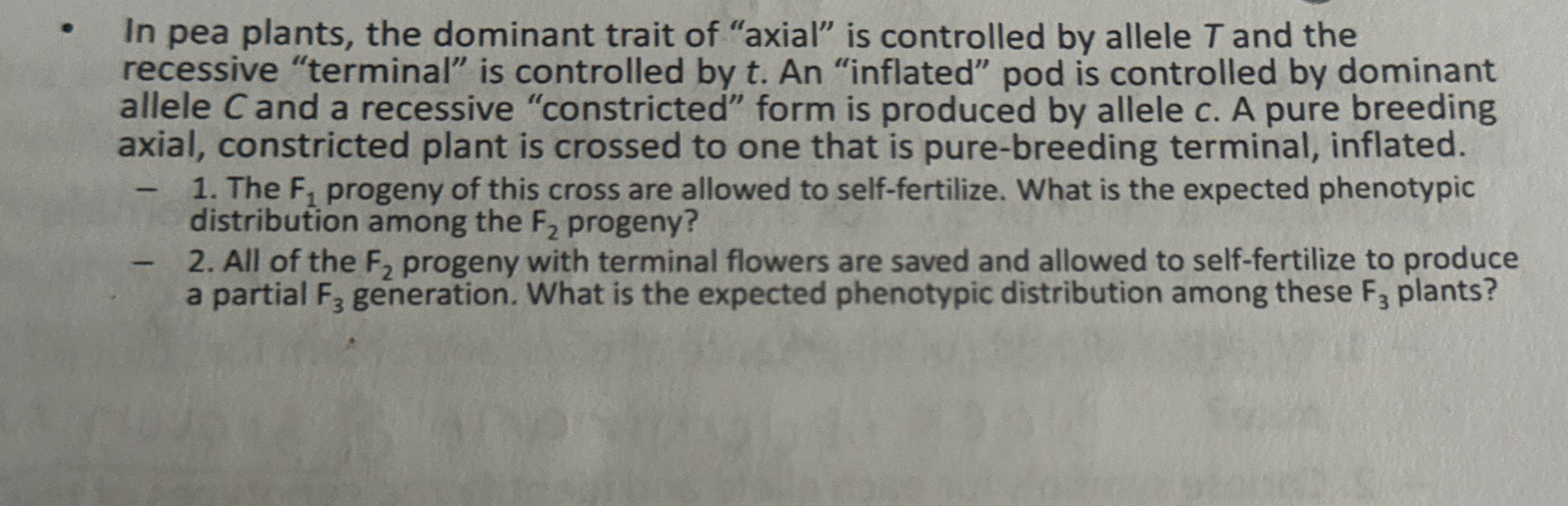 Solved In pea plants, the dominant trait of "axial" is | Chegg.com
