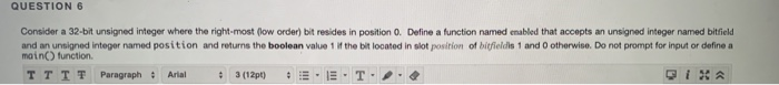 Solved QUESTION 6 Consider a 32-bit unsigned integer where | Chegg.com