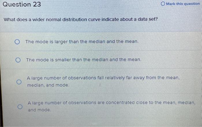 Solved What does a wider normal distribution curve indicate | Chegg.com