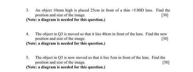Solved 3. An object 10 mm high is placed 25 cm in front of a | Chegg.com