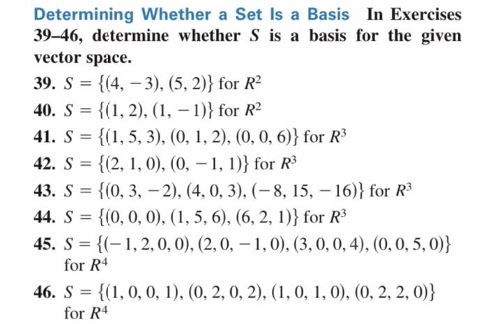 Solved Determining Whether a Set Is a Basis In Exercises | Chegg.com