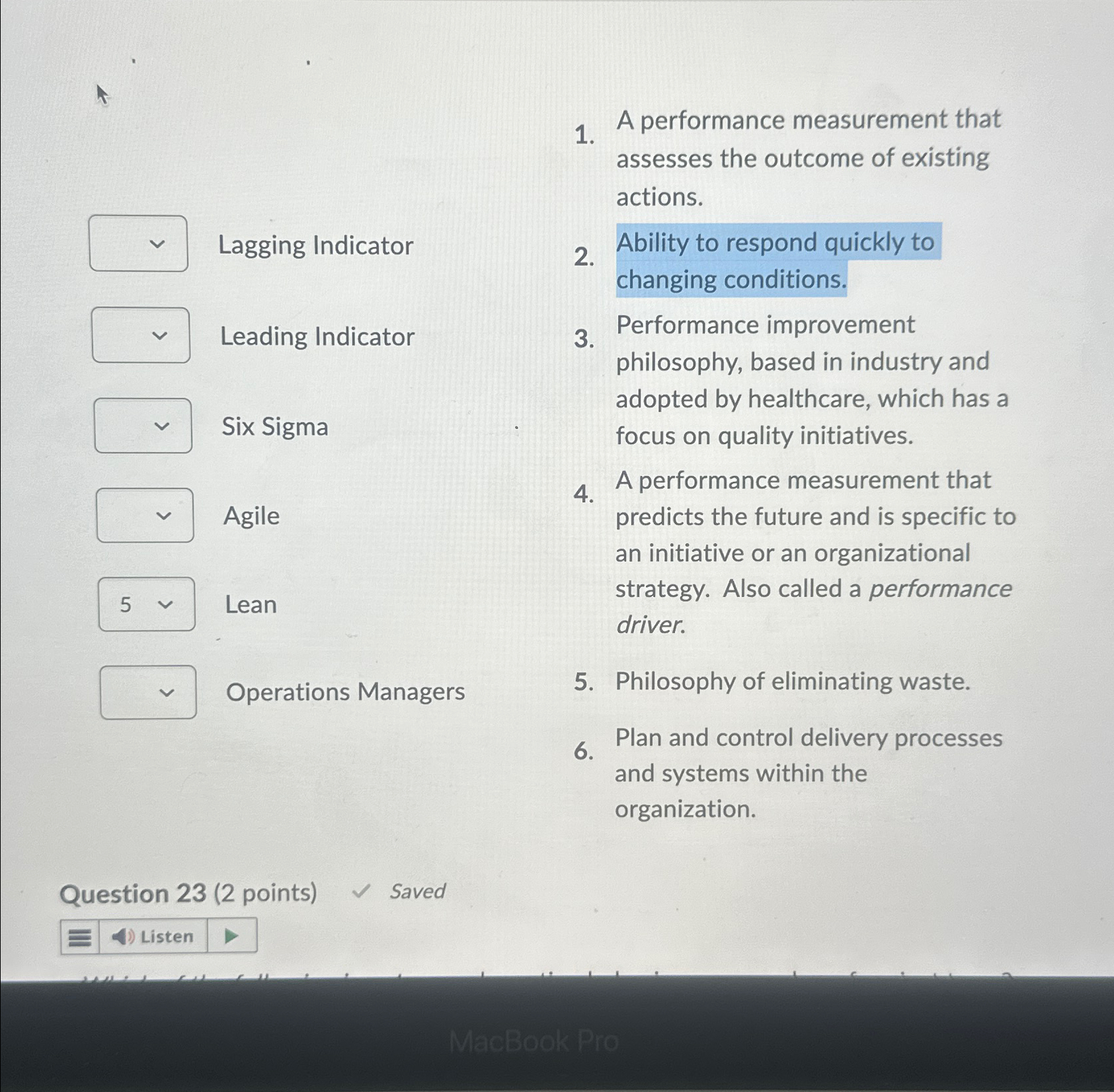 Solved A performance measurement that assesses the outcome | Chegg.com