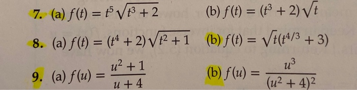Solved In exercises 5-16, differentiate each function. 7. | Chegg.com