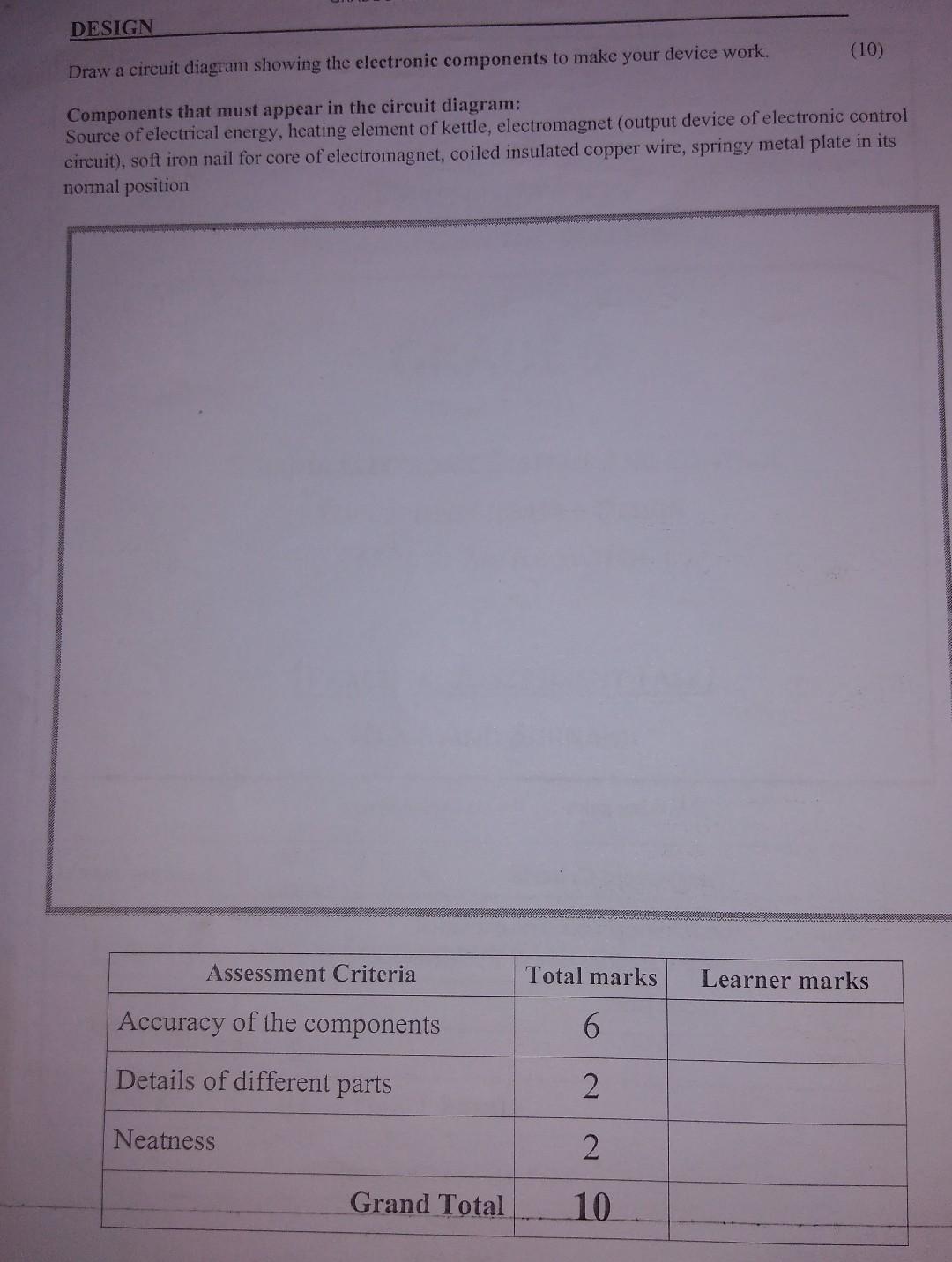 Solved DESIGN (10) Draw a circuit diagram showing the | Chegg.com