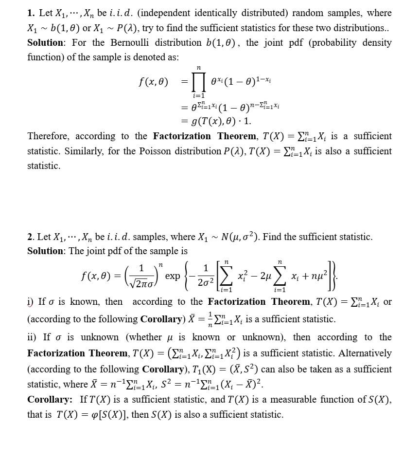 Solved 1. Let X1,⋯,Xn be i.i.d. (independent identically | Chegg.com