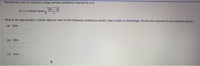 Solved The formula used to compute a large-sample confidence | Chegg.com