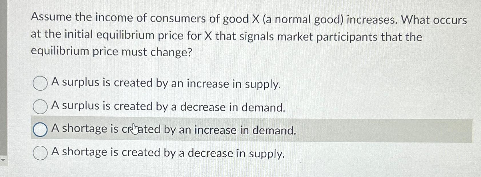 Solved Assume the income of consumers of good X (a normal | Chegg.com