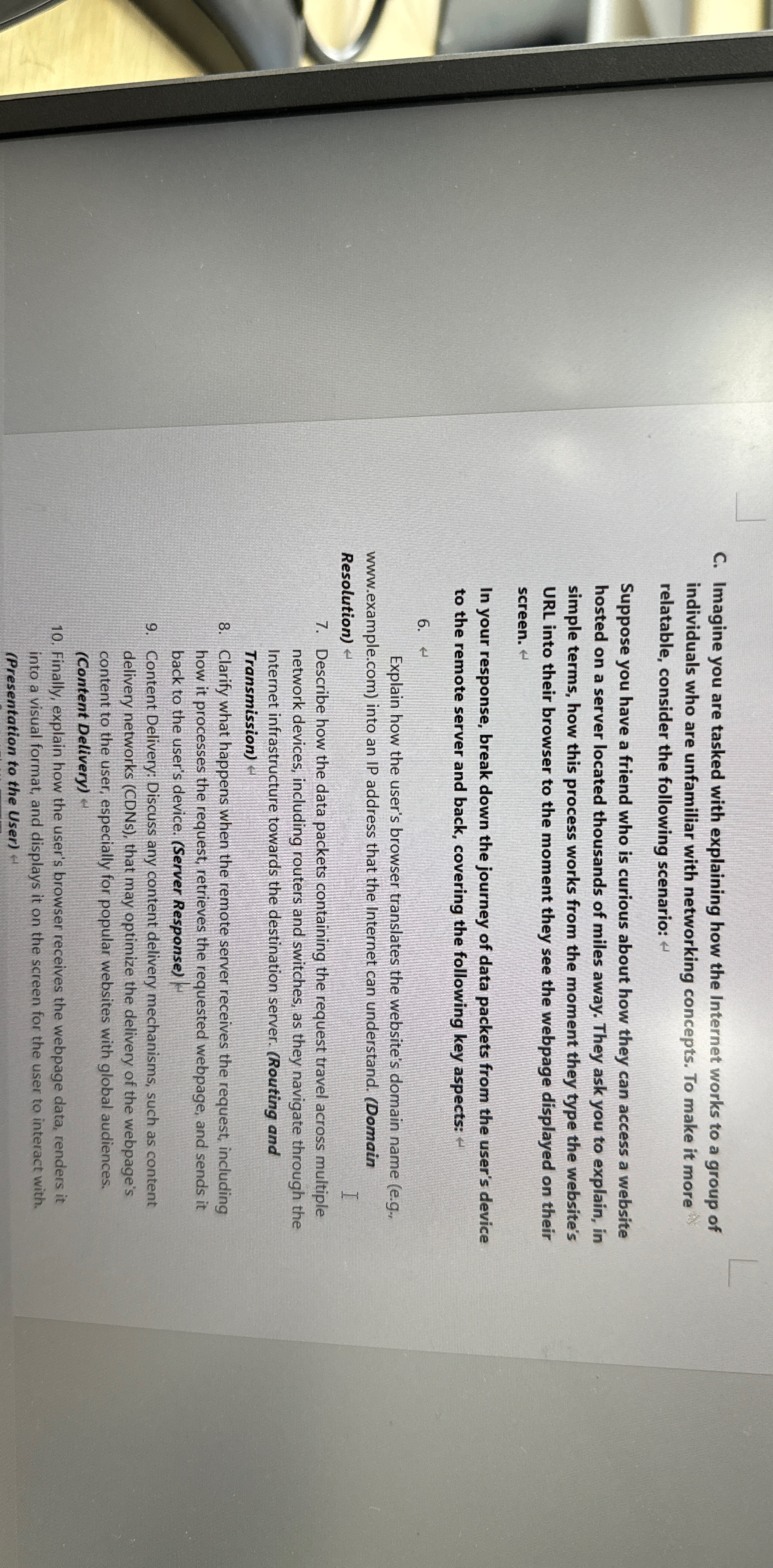 Solved C. ﻿Imagine you are tasked with explaining how the | Chegg.com