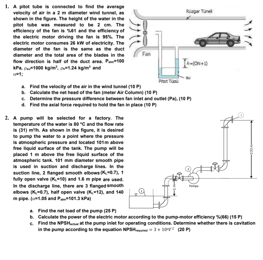 Solved A pitot tube is connected to find the average | Chegg.com