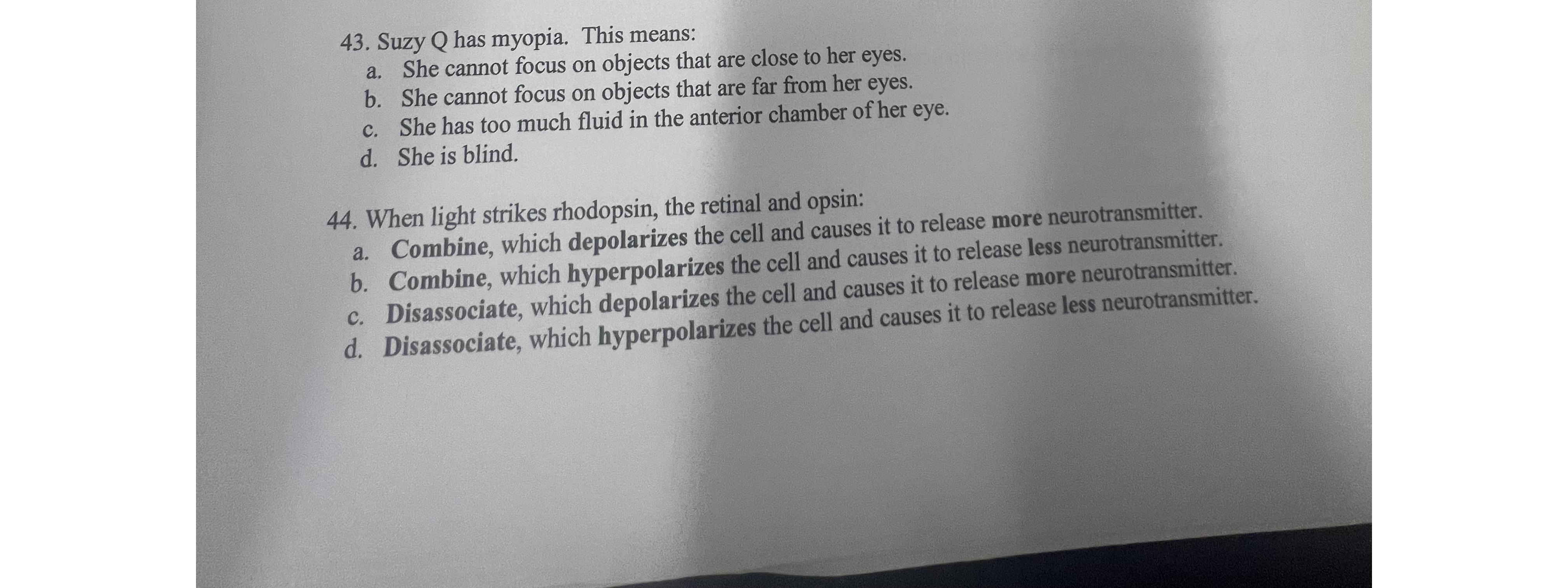 Solved Suzy Q ﻿has myopia. This means:a. ﻿She cannot focus | Chegg.com