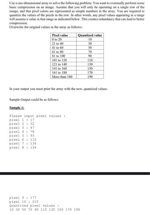 Solved Use a one-dimensional array to solve the following | Chegg.com