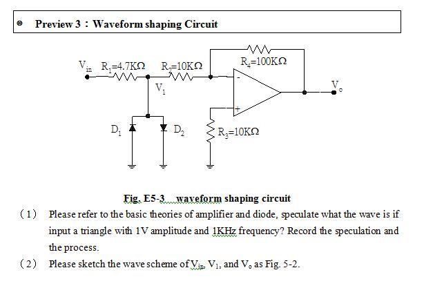 Waveform shaping Circuit Fig. E5-3 Waveform shaping | Chegg.com
