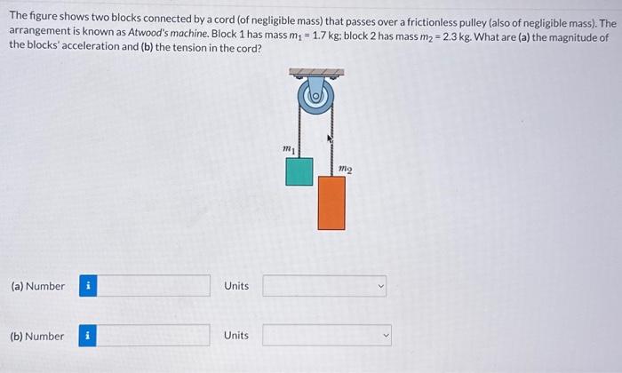 Solved The figure shows two blocks connected by a cord (of | Chegg.com