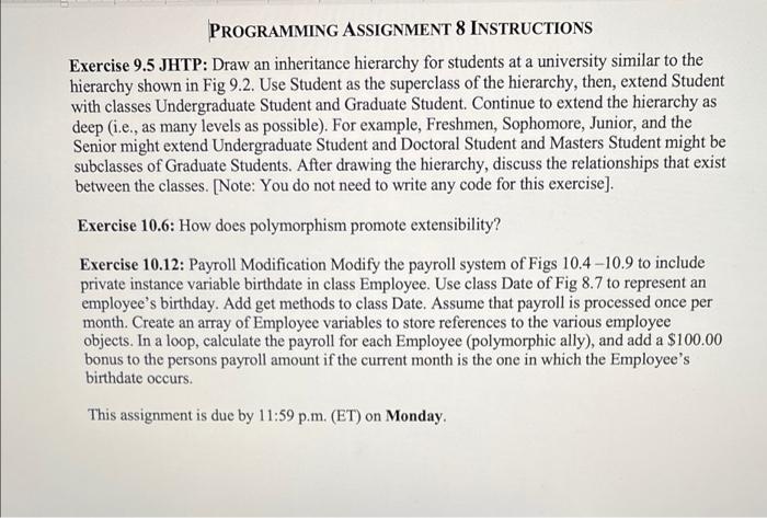 Solved PROGRAMMING ASSIGNMENT 8 INSTRUCTIONS Exercise 9.5 | Chegg.com