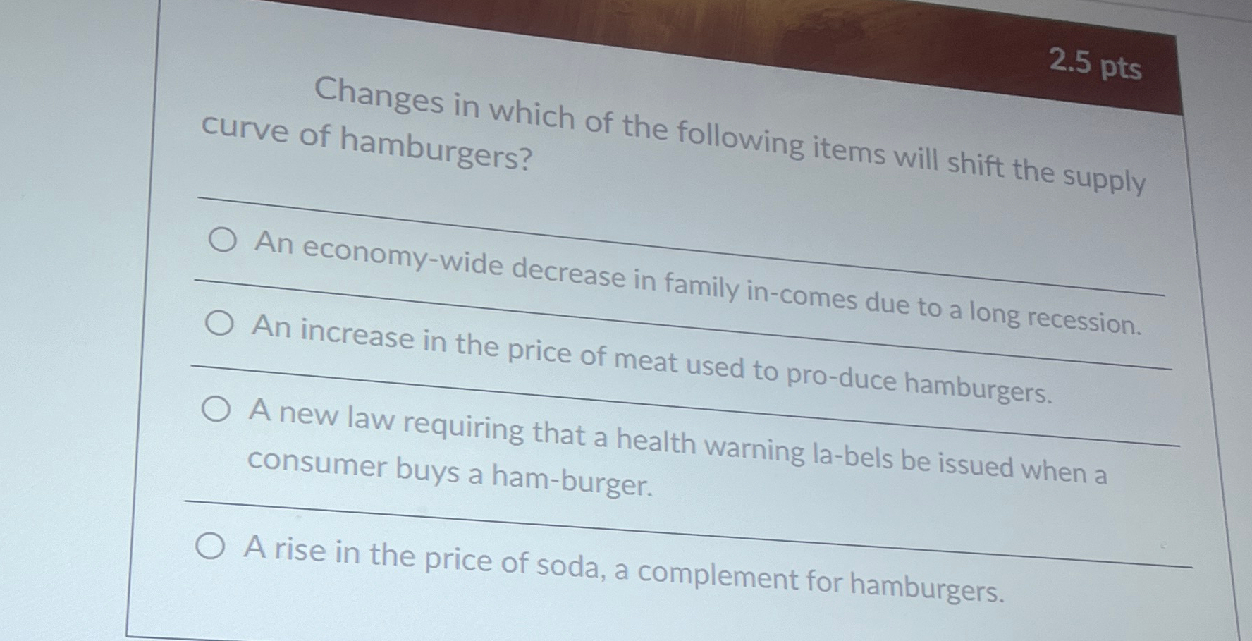 Solved 2.5ptsChanges in which of the following items will | Chegg.com