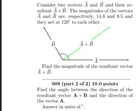 Solved Consider two vectors A and B and their re- sultant | Chegg.com