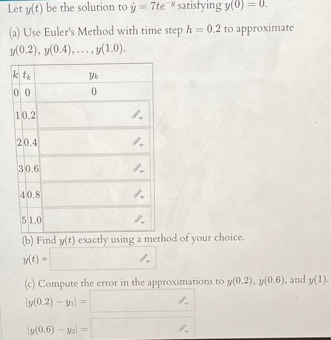 Solved Use Euler's method with step size 0.2 to compute the | Chegg.com