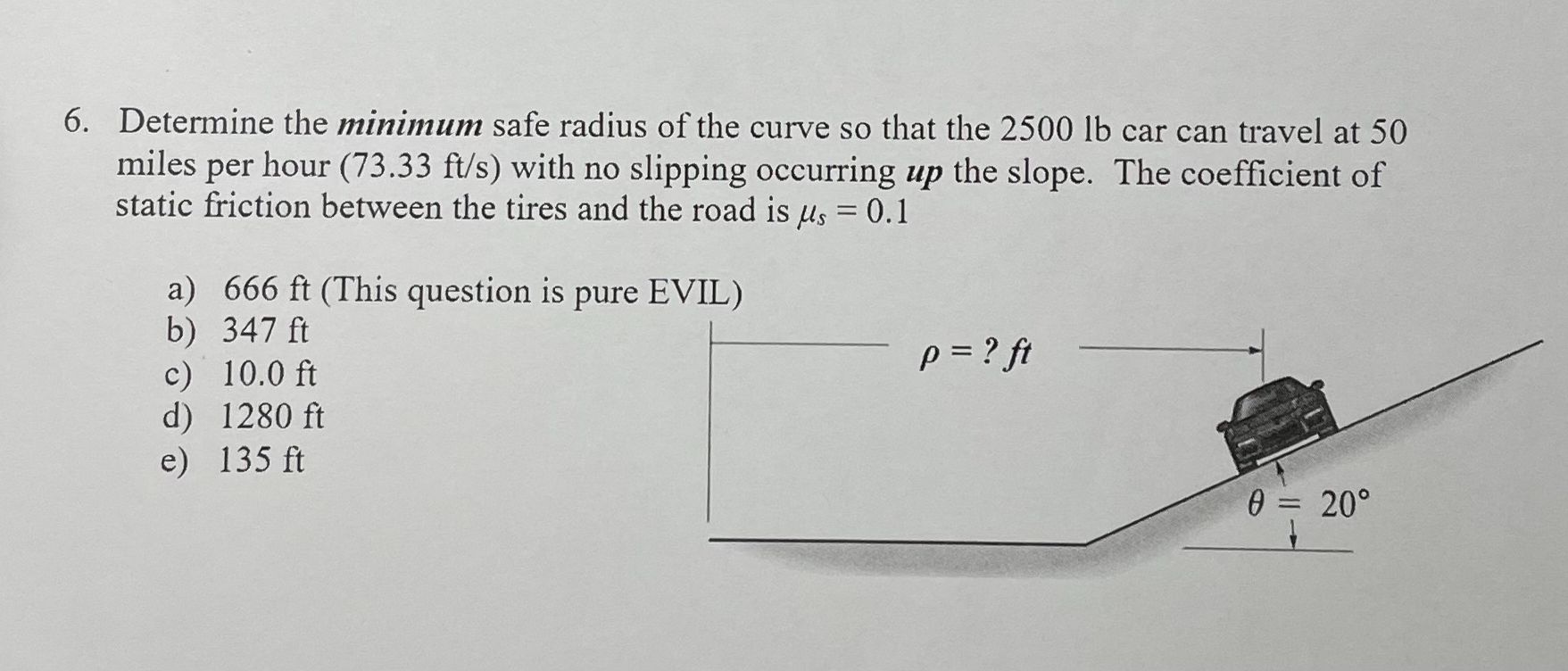 Solved Determine the minimum safe radius of the curve so | Chegg.com