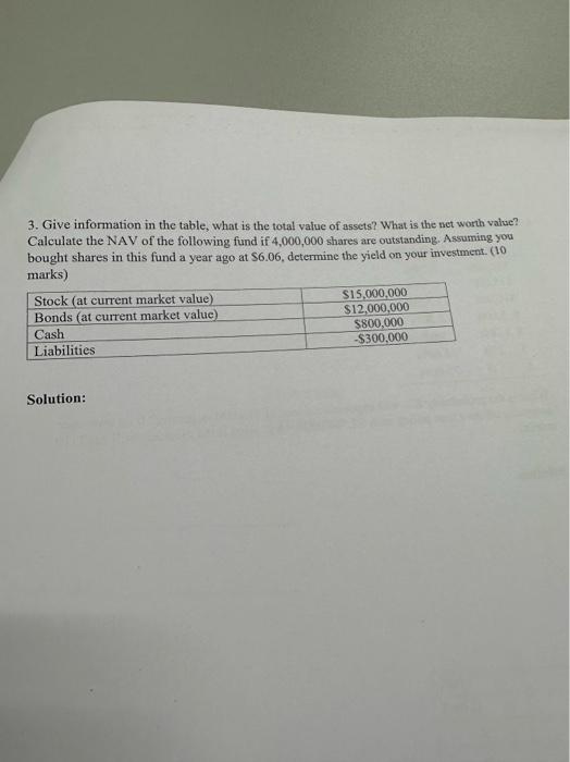 Solved 3. Give information in the table, what is the total | Chegg.com