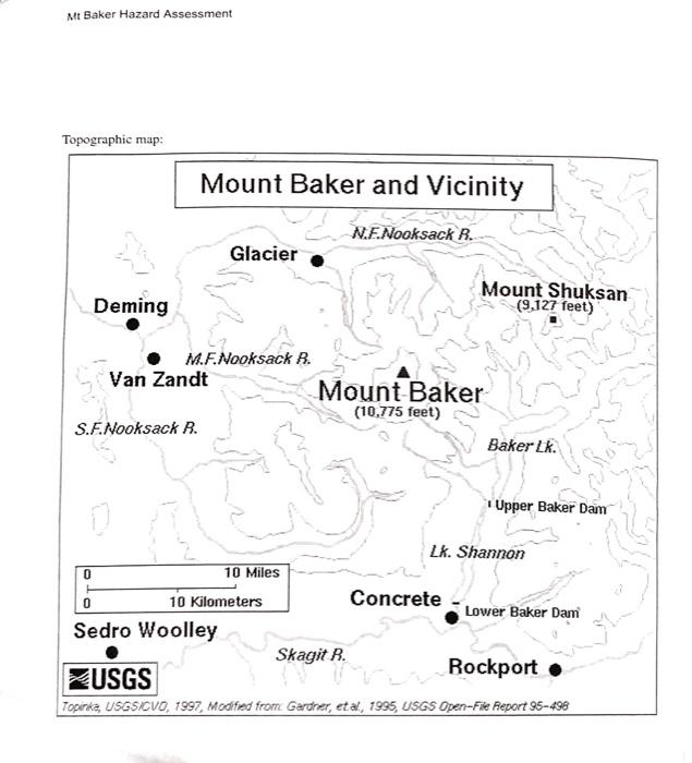 Solved Mt Baker Hazard Assessment 1) Examine the maps and | Chegg.com