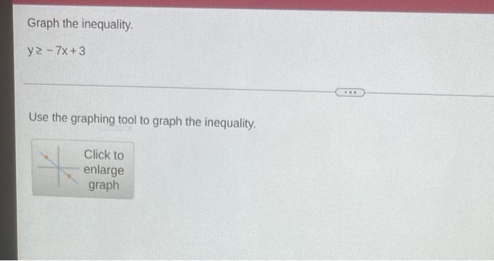 Solved Graph the inequality y2 - 7x+3 Use the graphing tool | Chegg.com