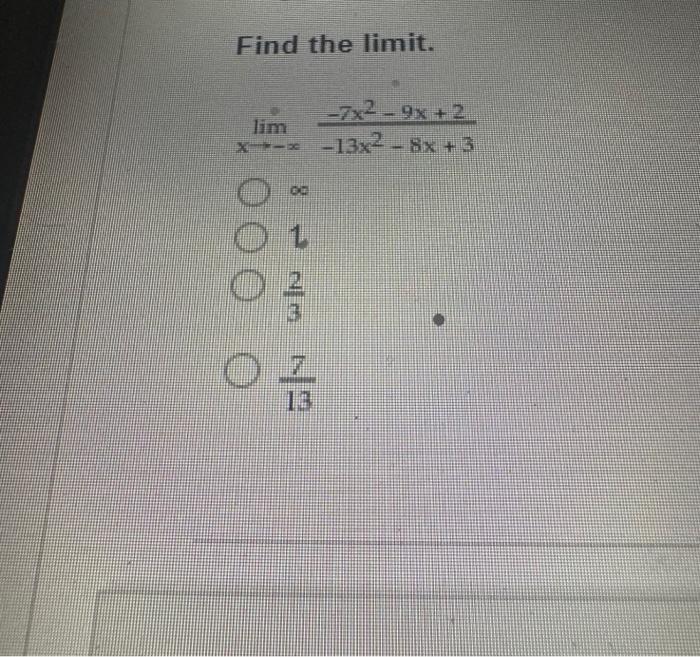 Solved Find the limit. \\[ \\lim _{x \\rightarrow-\\infty} | Chegg.com