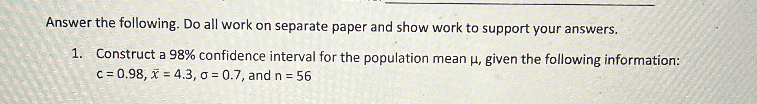 Solved Answer the following. Do all work on separate paper | Chegg.com