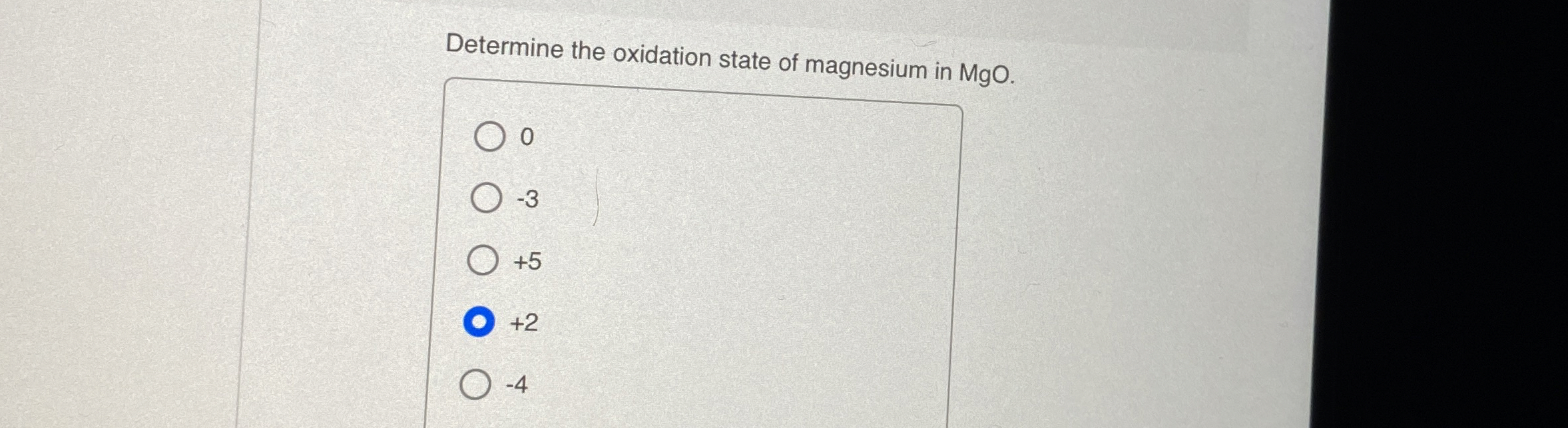 Solved Determine the oxidation state of magnesium in MgO | Chegg.com