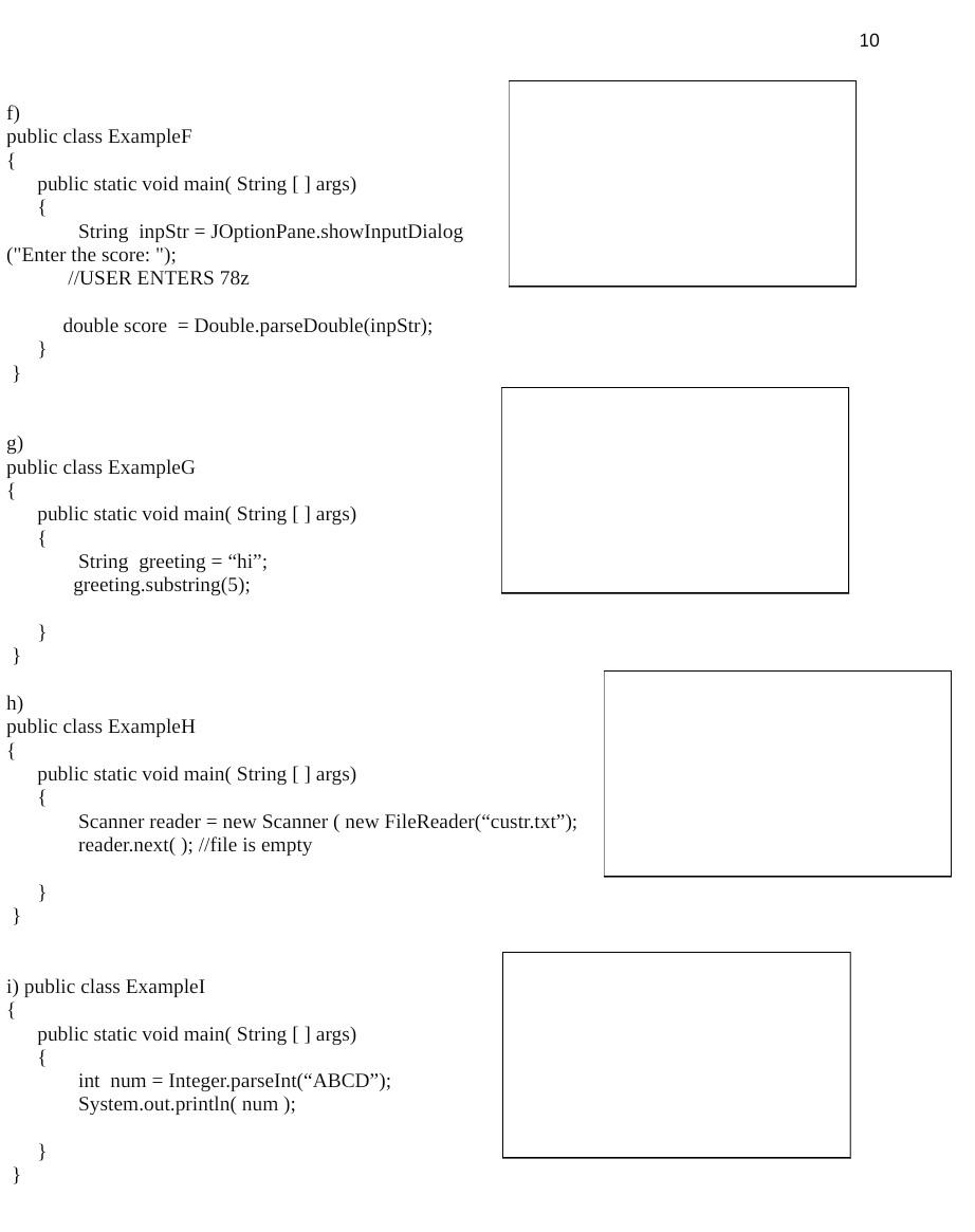 Solved 11. Identify the exceptions that the following "No | Chegg.com