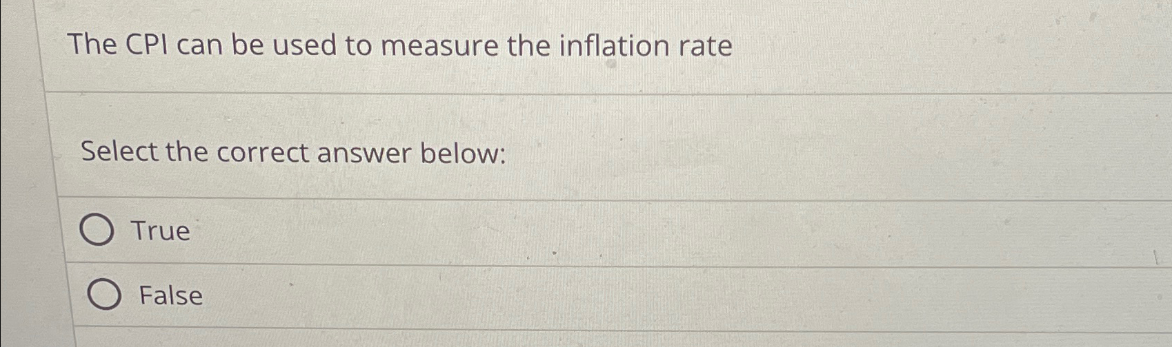 Solved The CPI can be used to measure the inflation | Chegg.com