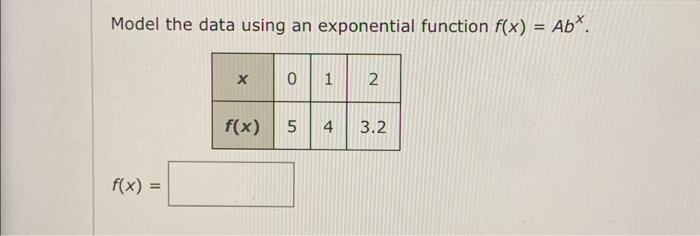 Solved Model the data using an exponential function f(x) = | Chegg.com